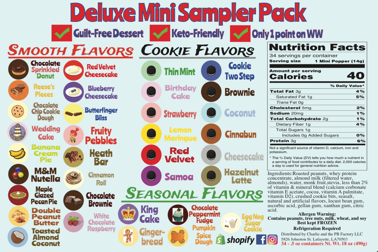 *Mini** Popper DELUXE Sampler Pack (34 Flavors) – The Peanut Butter Factory